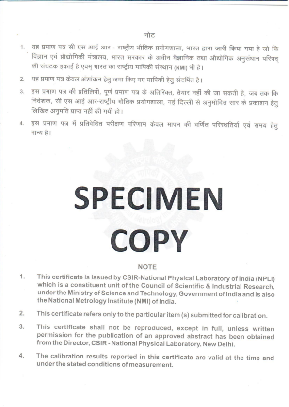 Calibration & Testing – NPL